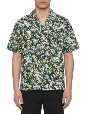 Valentino Garavani Casual Cotton Shirt With Floral Print - Black