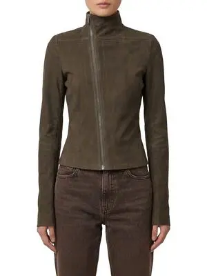 Rick Owens Rick Owens Slim Fit Leather Jacket With High Collar Brown