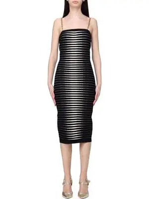 Elisabetta Franchi Viscose Blend Midi Dress With Jewel Straps - Multicolor