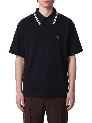 Needles Relaxed-fit Cotton Polo Shirt With Logo Patch - Black