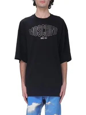 Moschino Cotton T-shirt With Rhinestone Logo - Black