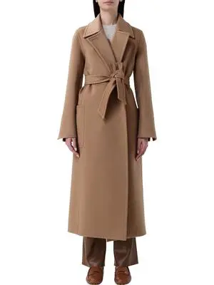 Max Mara Long Coat With Tie Detail - Camel
