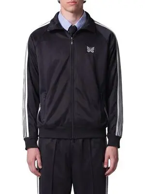 Needles Striped High-neck Track Jacket With Embroidered Logo - Grey