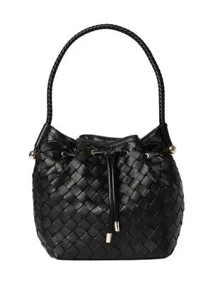 TWINSET Woven Synthetic Leather Bucket Bag - Black