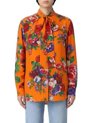 Moschino Moschino Floral Viscose Blouse With Pussy-Bow Collar Multicolor