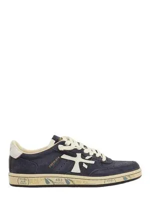 Premiata Clay Leather And Suede Sneakers - Navy