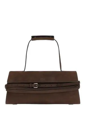 Moschino Suede Calfskin Shoulder Bag - Brown