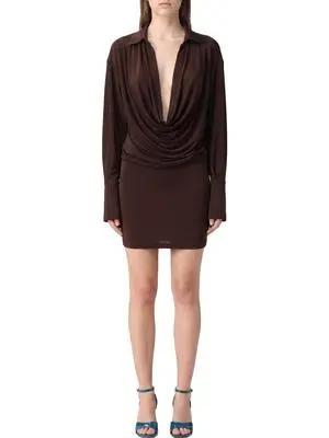Andamane Long-sleeved Sheath Mini Dress - Brown