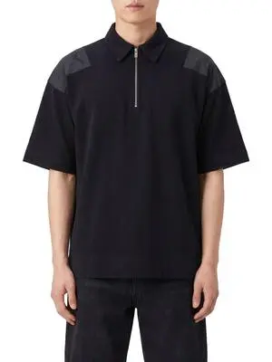 TATRAS Short-sleeved Cotton Polo Shirt With Zip Closure And Dropped Shoulders - Black