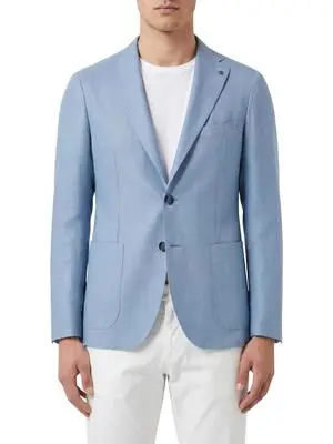 Tagliatore Single Breasted Virgin Wool Blend Blazer Blue