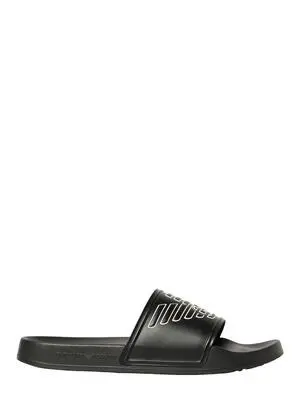 Emporio Armani Slides With Logo Detailing - Black
