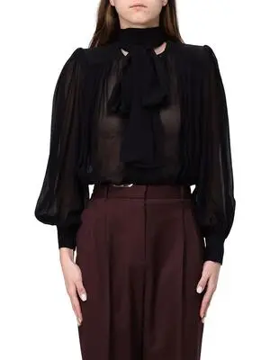 Elisabetta Franchi Silk Bodysuit Blouse - Black