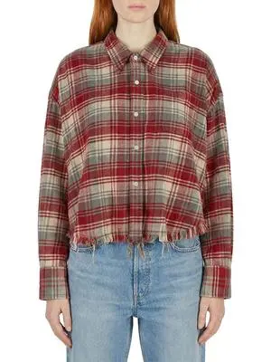 R13 Cotton Check Print Shirt - Red