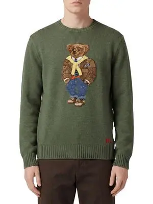 Polo Ralph Lauren Embroidered Bear Crewneck Pullover - Grey