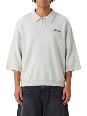 Fear Of God Long-sleeved Merino Wool Polo Shirt With Logo And Relaxed Fit - Mastic