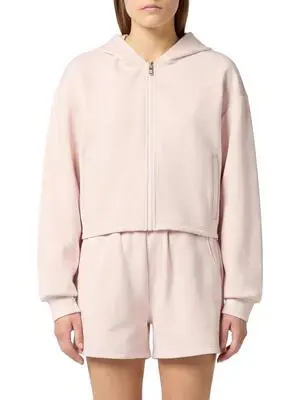 PLEIN SPORT Cotton Blend Zip-up Hooded Sweatshirt - Fuchsia