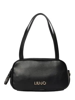 Liu Jo Grained Synthetic Leather Shoulder Bag With Double Handle And Adjustable Strap - Black