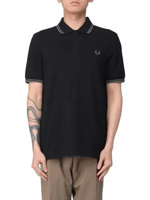Fred Perry Cotton Polo Shirt With Logo - Black