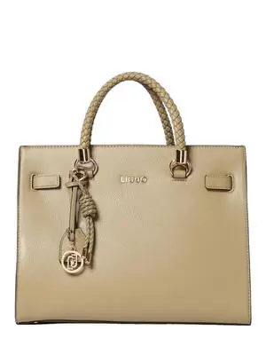 Liu Jo Top Handle Bag With Braided Handles And Gold Tone Hardware - Mud