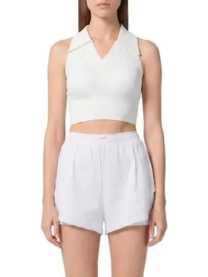PLEIN SPORT Cropped Top With Classic Collar - White