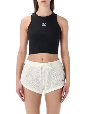 ADIDAS ORIGINALS Cropped Cotton Blend Top - Black