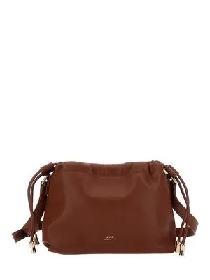 A.p.c. Ninon Mini Synthetic Leather Crossbody Bag With Drawstring Closure - Camel