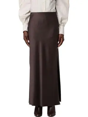 Brunello Cucinelli Long Satin Skirt - Brown