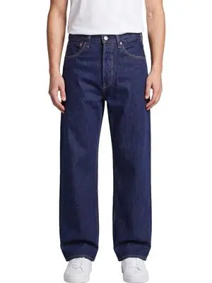 LEVI'S Levi's Straight Fit Cotton Denim Jeans With Worn Effect Navy