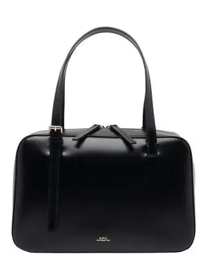 A.p.c. A.P.C. Patent Leather Handbag With Double Handle And Shoulder Strap Black