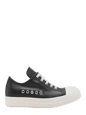 Rick Owens Leather Low Top Sneakers - Black