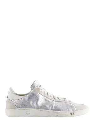 Patrizia Pepe 93 Laminated Leather Sneakers - Silver