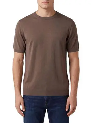 KANGRA Kangra Short-Sleeved Cotton Crewneck Sweater Coffee