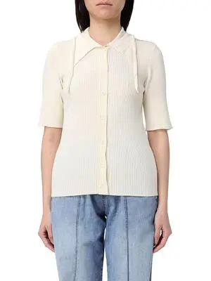 Pinko Viscose Knit Polo Shirt - Beige
