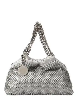 Stella McCartney Falabella Bag In Satin With Rhinestones - Silver