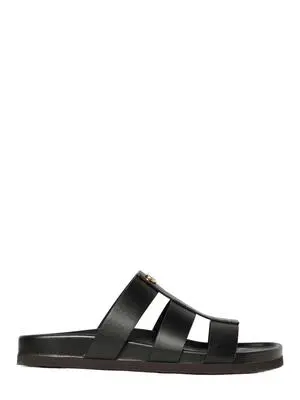 Valentino Garavani Leather Slide Sandals With Vlogo Signature - Black