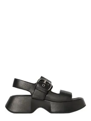 VIC MATIE Leather Platform Sandals - Black
