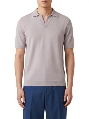 BALLANTYNE Cotton Knit Polo Shirt - Grey