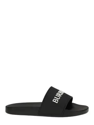 Burberry Rubber Sliders With Contrast Logo - Black