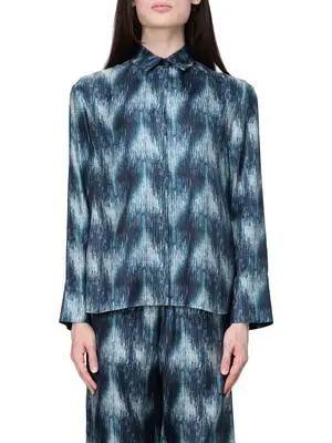 Max Mara Silk Abstract Geometric Print Shirt - Blue