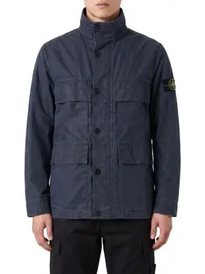 Stone Island Waxed Cotton Jacket - Navy