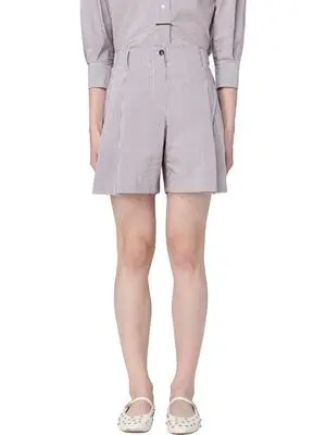 Brunello Cucinelli Striped Cotton Blend Pleated Shorts - Multicolor