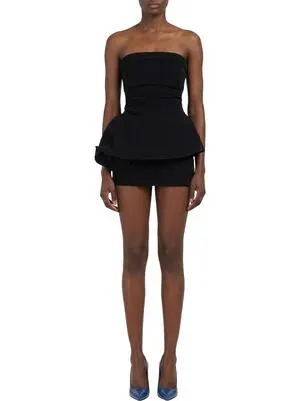 Magda Butrym Ribbed Peplum Mini Dress - Black
