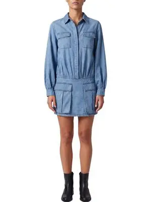 7 For All Mankind Denim Utility Shirt Dress - Blue