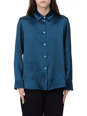 Max Mara Silk Blend Long Sleeve Shirt - Blue