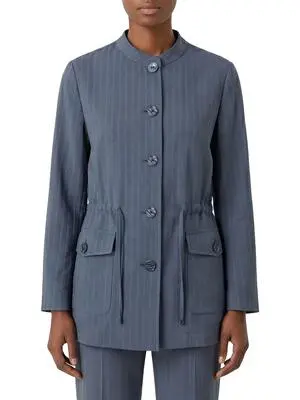 Emporio Armani Single-breasted Pinstripe Jacket - Grey