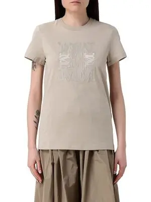 Max Mara Cotton T-shirt With Logo - Beige