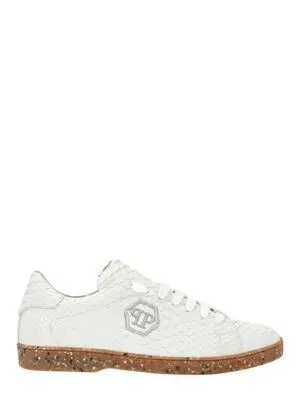 Philipp Plein Python Effect Leather Low Top Sneakers - White