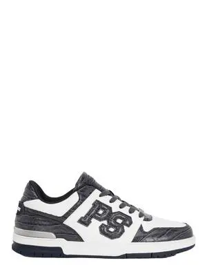 PLEIN SPORT Crocodile Print Leather Lace-up Sneakers - White 2