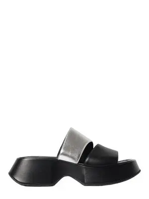VIC MATIE Leather Mule Sandals - Black