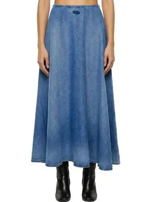 DIESEL® Oval D Denim Maxi Skirt - Blue
